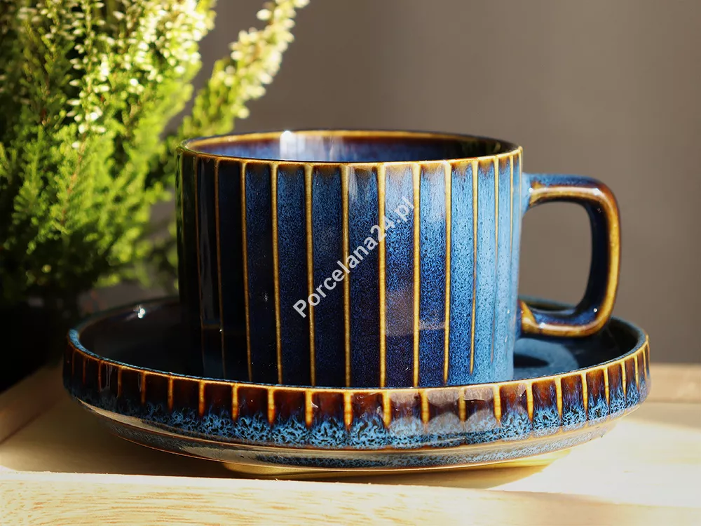 Filiżanka ze spodkiem 0,22 L/ 14 cm Altom Design - Reactive Stripes 07 ...